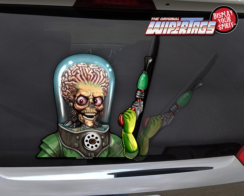 Mars Martian Waving Decal WiperTag for rear windshield wiper blade ...