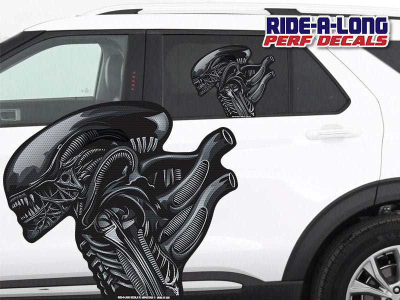 Alien xenomorph perforated backseat window decal sticker attach to rear ...
