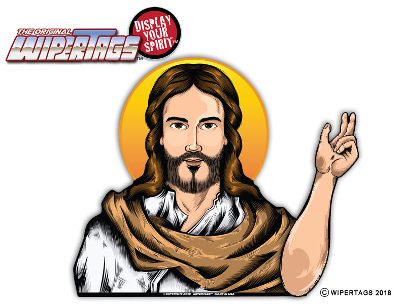 Jesus Christ Blessing Waving Decal WiperTag for rear windshield wiper ...