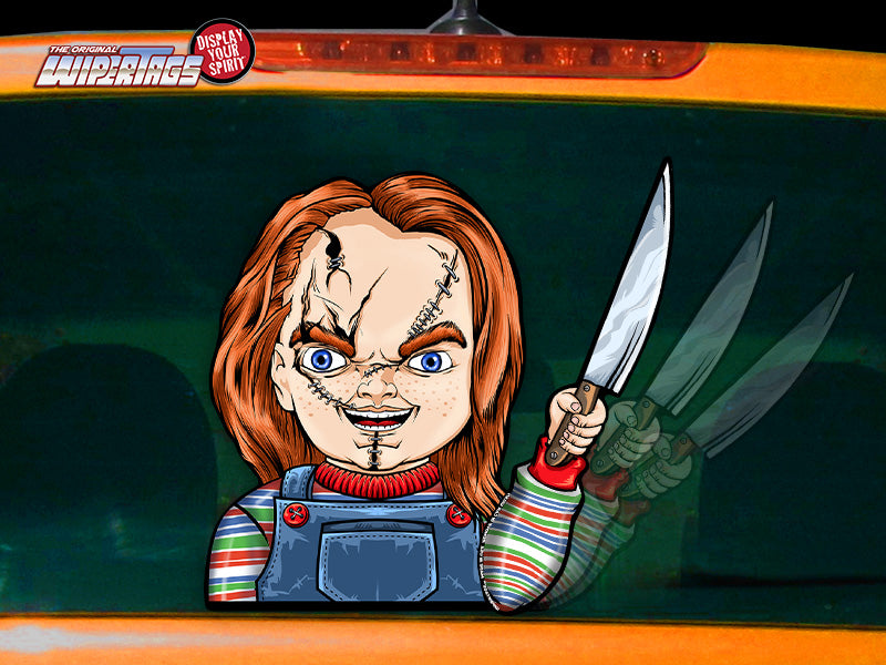 Crazy Killer Chucky Doll Killer Waving Arm WiperTag Chucky decal wiper ...