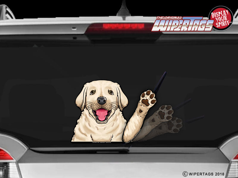 Chloe Lab Waving Puppy Decal WiperTag for rear windshield wiper | WiperTags